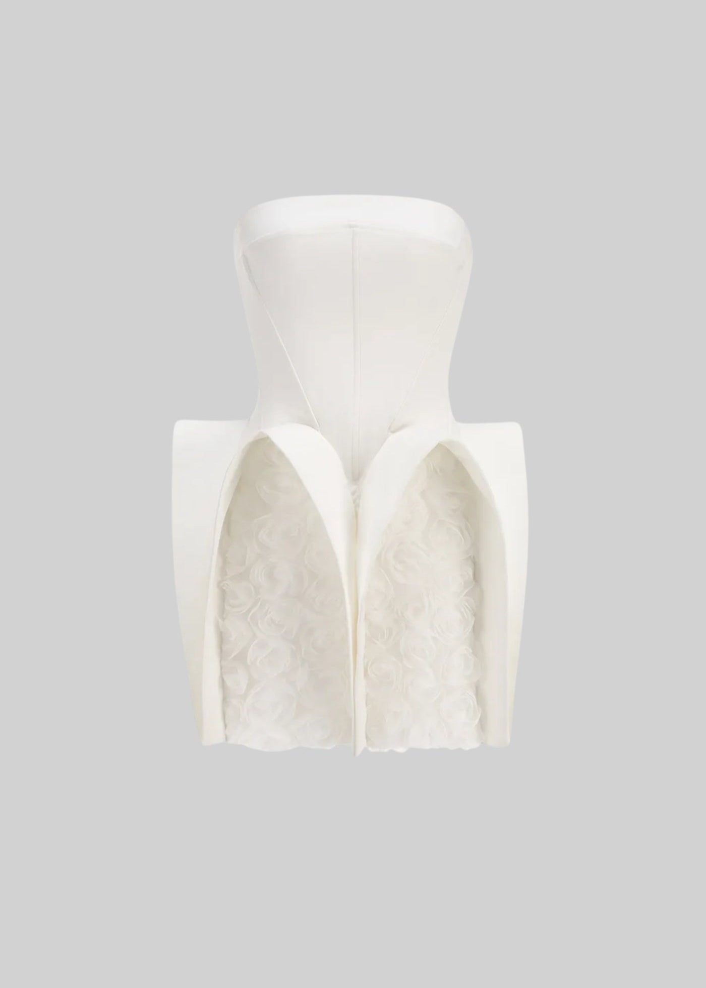 Mini Dress With 3D Floral Arches - White